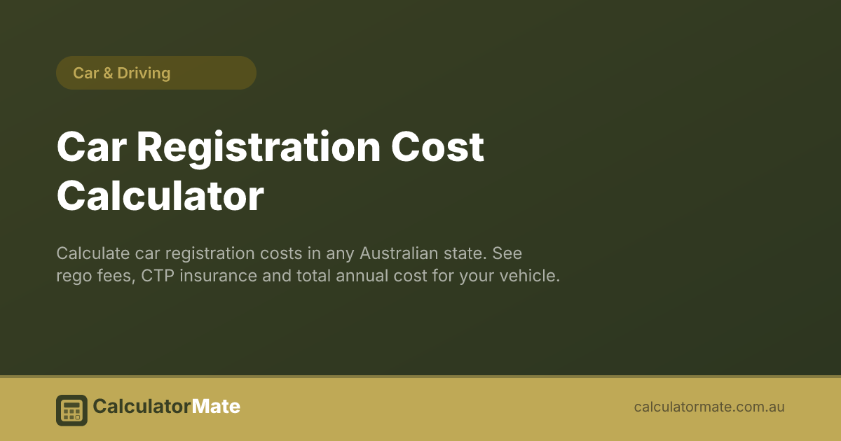 Car Registration Cost Calculator | CalculatorMate Australia